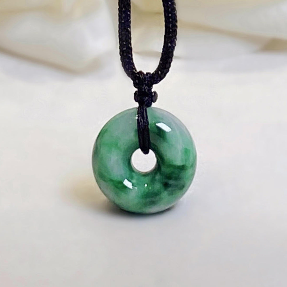 Bright Green Burmese Jade Donut Pendant 17.6mm - Certified Grade-A Jad ...