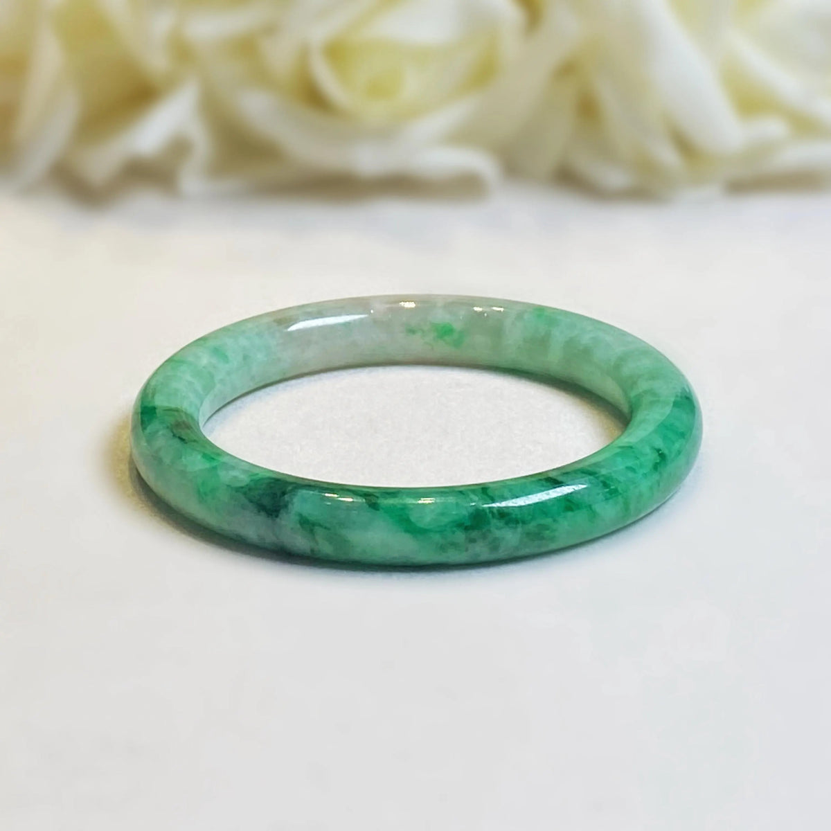 56mm Imperial Green Color Jadeite Bangle – Untreated Natural Green Bur ...