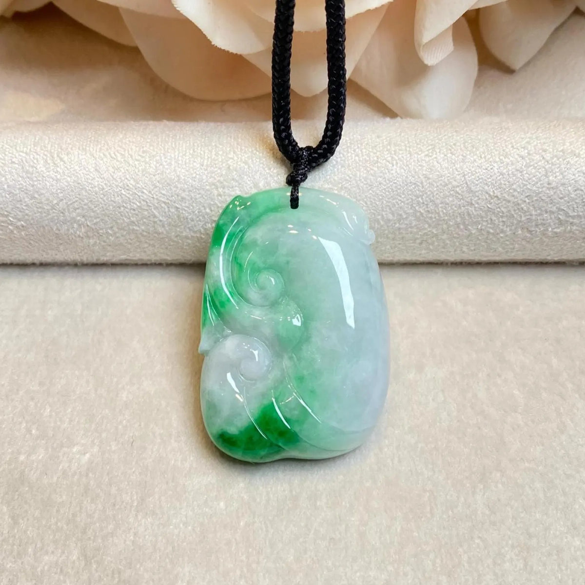 Handcrafted Ruyi Jade Pendant – Natural Burmese Jadeite – Gransky Jewellery