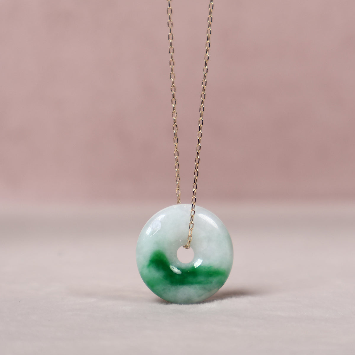 Gransky Grade A Burmese Green Jade Donut Pendant Necklace Handmade ...
