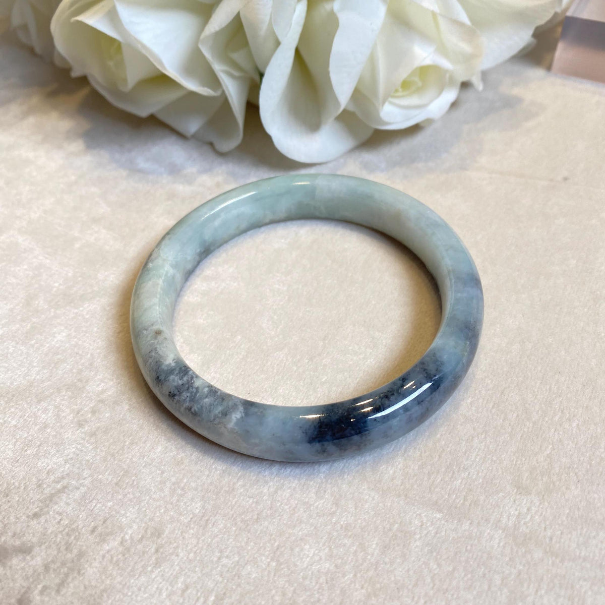 60mm Natural Brown Black Jade Bangle Bracelet - Type-A Burmese Jadeite ...