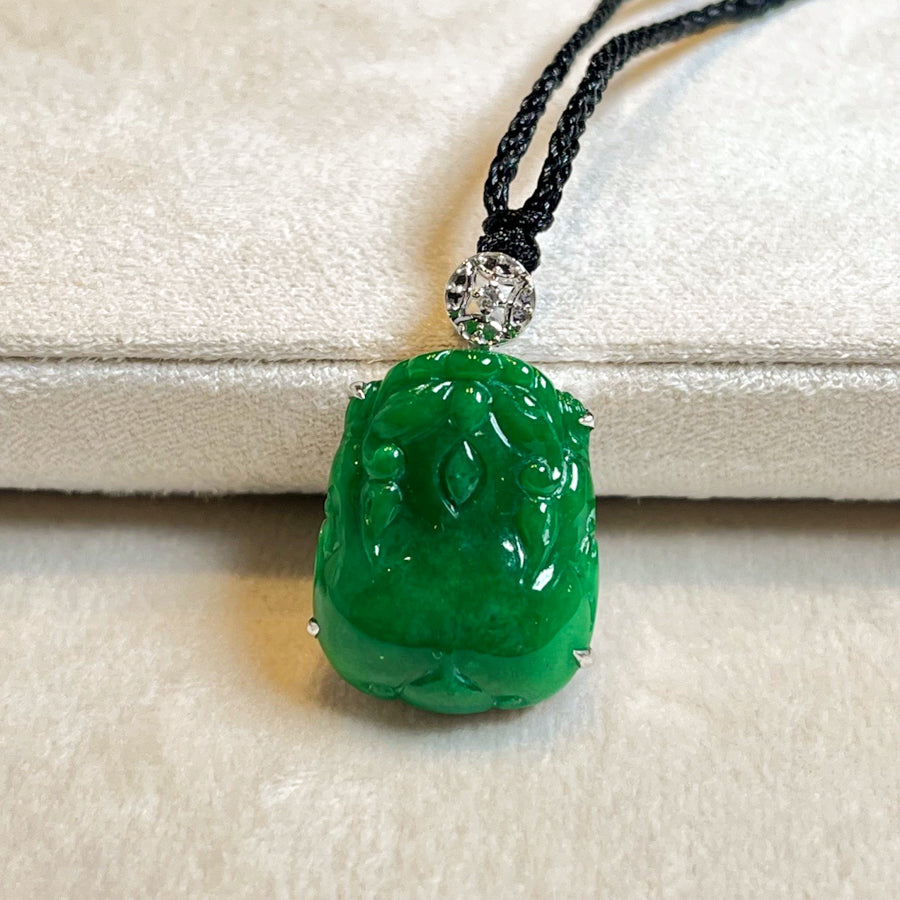 Intense Green Handcrafted PiXiu Jade Pendant - Natural Type A Jade ...